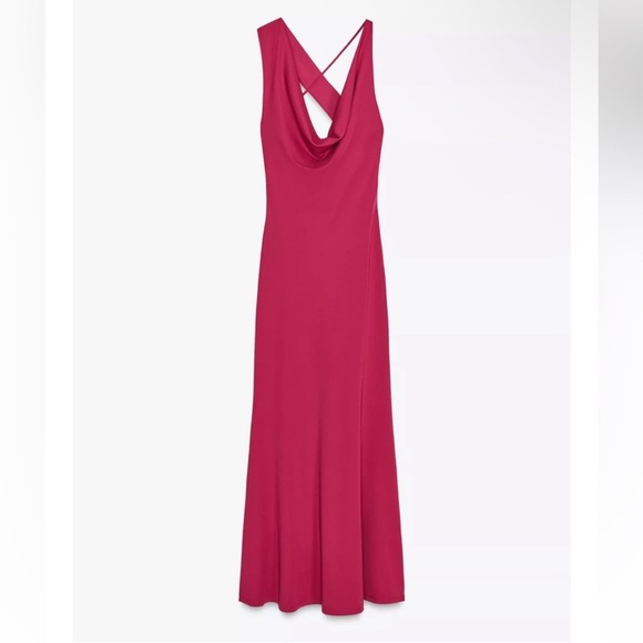 Zara | Dresses | Zara Long Flowy Dress Raspberry | Poshmark